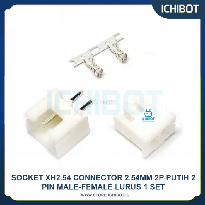 Jual Socket XH2.54 Connector 2.54mm 2P Putih 2 Pin Male Female Lurus 1 Set | Shopee Indonesia