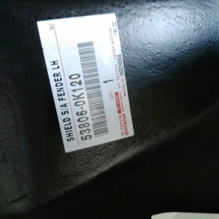 Jual Liner Fender/Spakbor Kiri Depan Innova 2009 2010 2011 2012 2013 ...