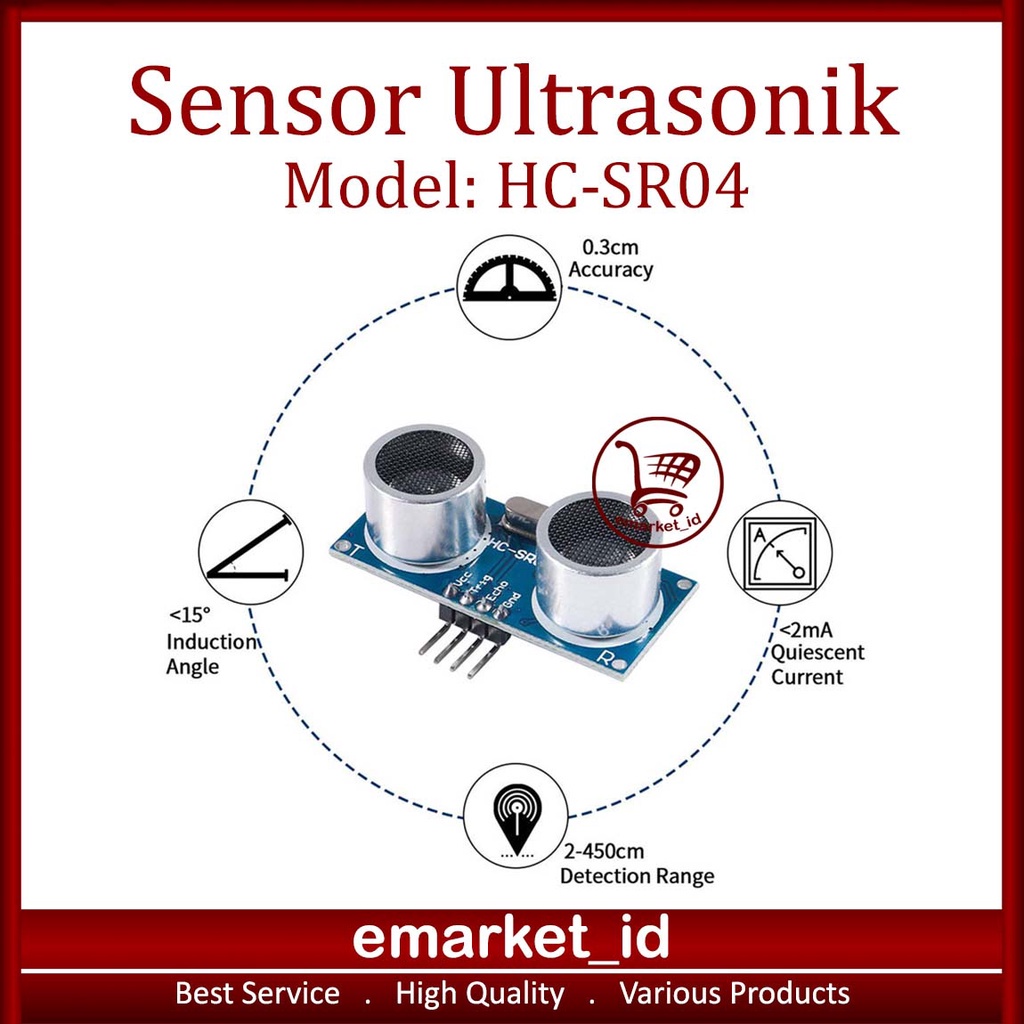 Jual Sensor Ultrasonik / HC-SR04 Mengukur Jarak Range Finder | Shopee ...