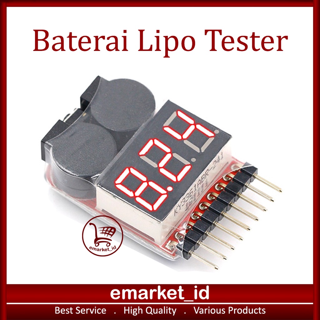 Jual Baterai Lipo Tester RC / Battery Li Po Low Voltage Alarm 1S-8S ...