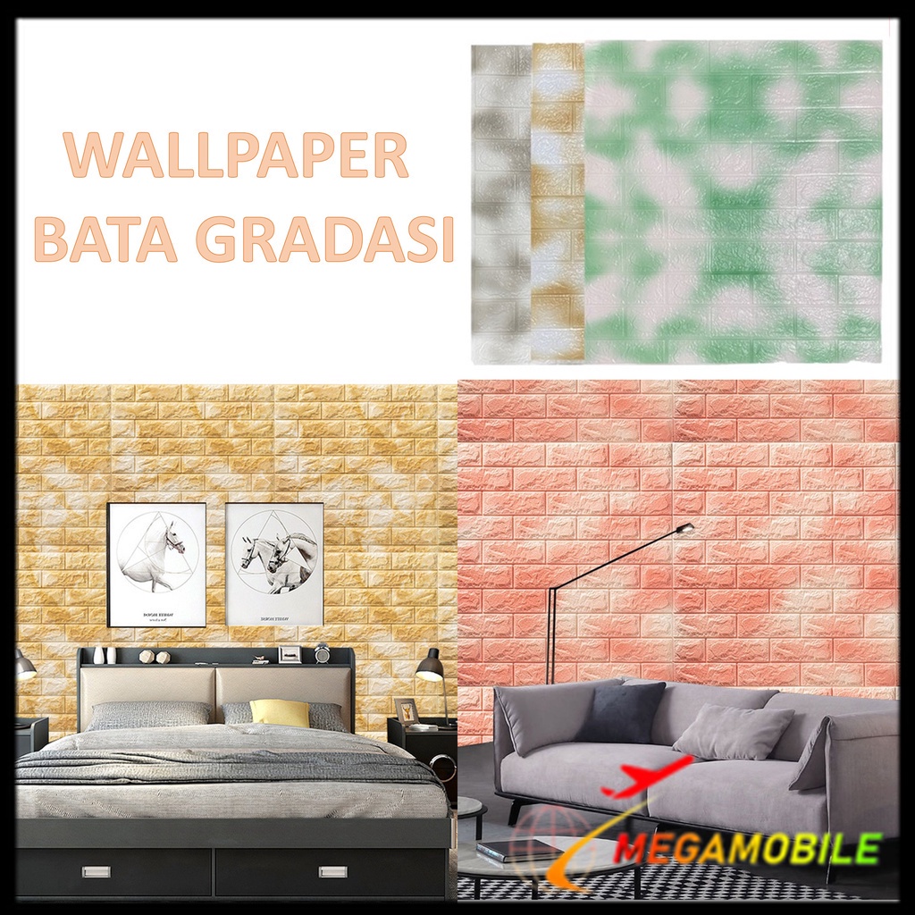 Jual MM - Wallpaper Dinding Foam 3D Motif Batu Bata Corak Ukuran 76 x ...