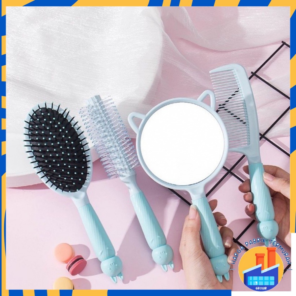 Jual HPT Sisir Roll Rambut Karakter Lucu Cermin Rias Makeup Portable ...