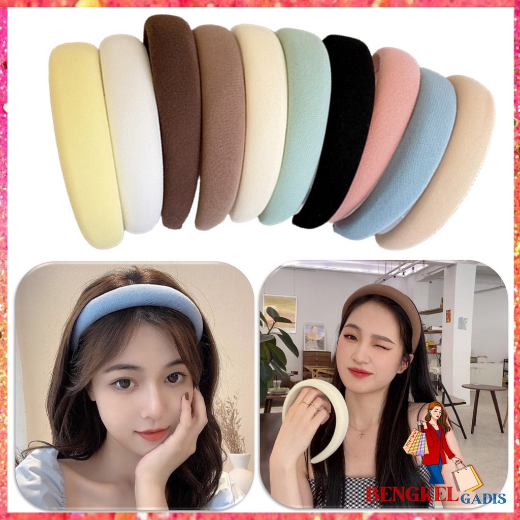 Jual BG Bando Kain Busa Tebal Wanita Korea Headband Cloud Polos Bando ...