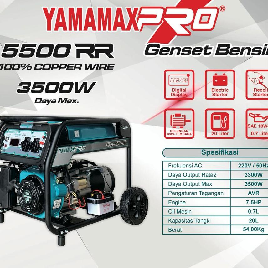 Jual Yamamax Pro 5500Rr Genset 3500 Watt - Generator Set Bensin 4 Tak 5500 Rr | Shopee Indonesia