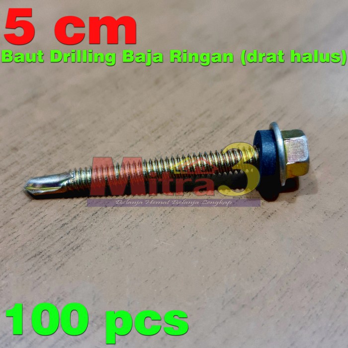 Jual ~~~~~] Skrup Roofing Kuning 5cm M5 x 50 100 bj Baut Drilling Atap ...