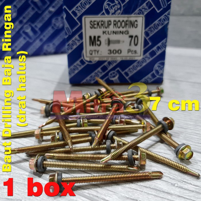 Jual @@@@] Skrup Roofing Kuning 7 cm M5 x 70 Baut Drilling Atap Baja ...