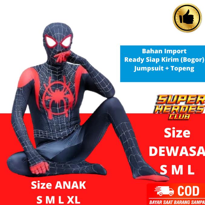 Jual Kostum Spiderman Dewasa Import Miles Morales Baju Cosplay Spider Anak | Shopee Indonesia