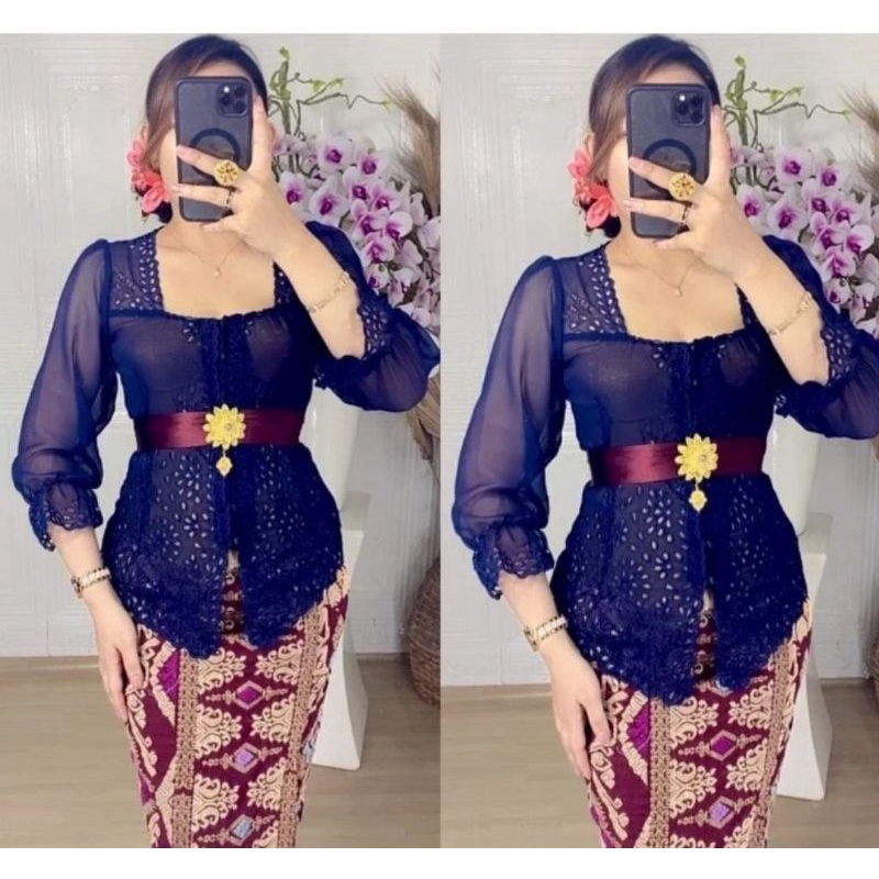 Jual Kebaya Jadi Bordir Tangan Balon Leher Sabrina Motif Air Mata ...