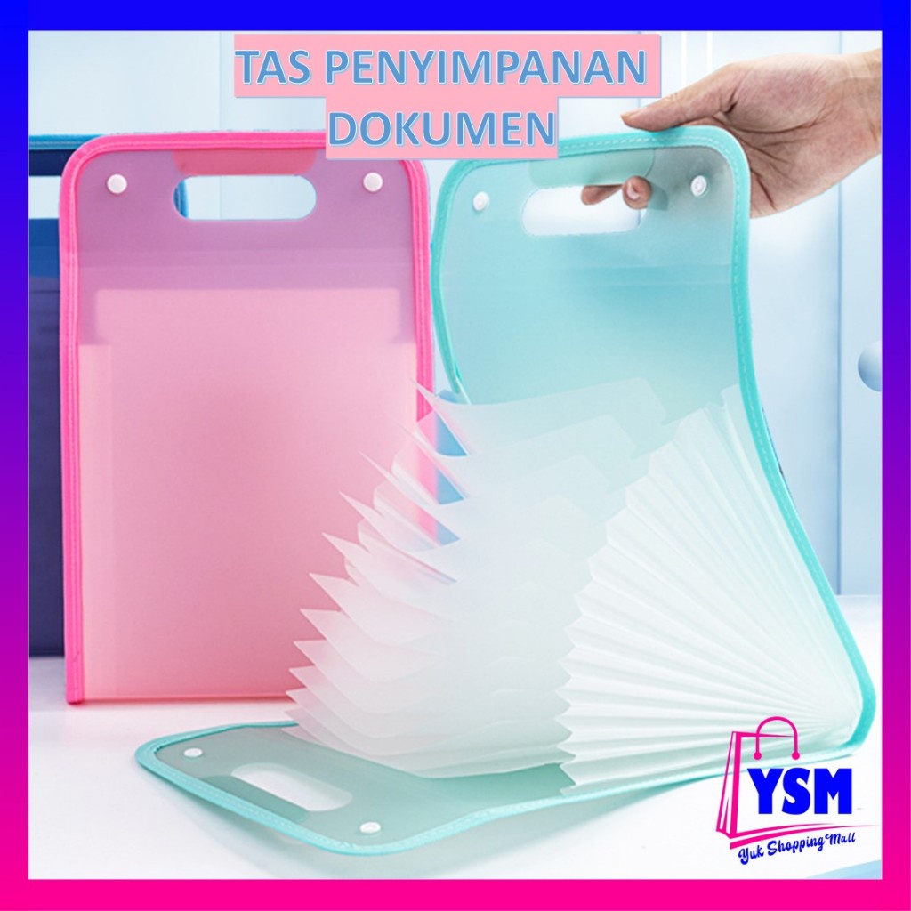 Jual YSM Tas file Handle Warna Transparan Anti Air Multi Layer Folder ...