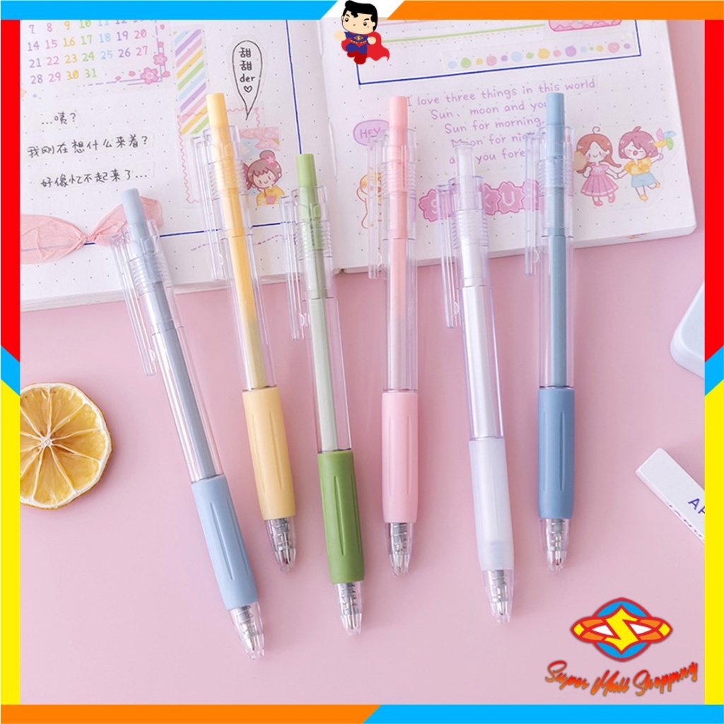 Jual SMS Pen Warna Warni Pulpen Cetekan Transparant Polos Pena Gel 0 ...