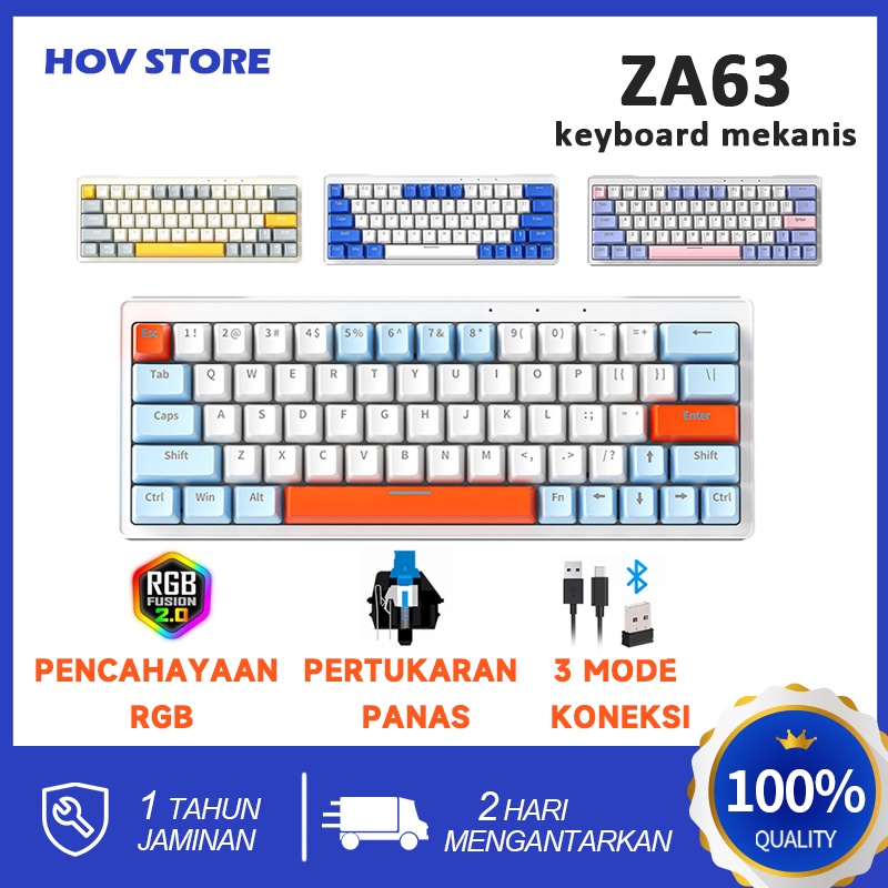 Jual ZIFRIEND ZA63 Wireless Mechanical Keyboard Mekanik NirkabelHotswap ...