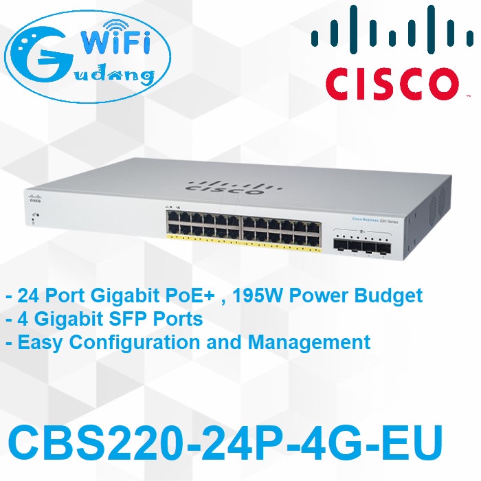 Jual Cisco Business 220 Series Smart Switch CBS220-24P-4G-EU 24-port GE ...