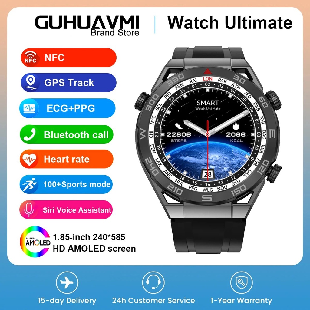 Jual THE BEST 2024 New Ultimate Smart Watch Men NFC ECG+PPG Bluetooth Call Smartwatch Heart Rate ...