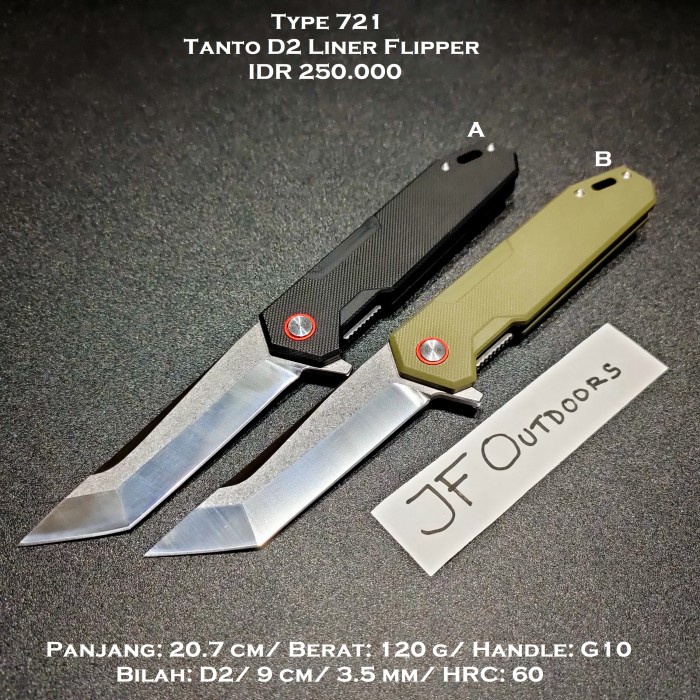 Jual Pisau EDC Outdoor D2 Liner Lock Tanto Flipper | Shopee Indonesia