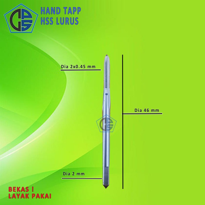 Jual Tap Lurus M2 x 0.45 HSS Hand Tap m2 Ulir 0,45 Long 46mm | Shopee ...
