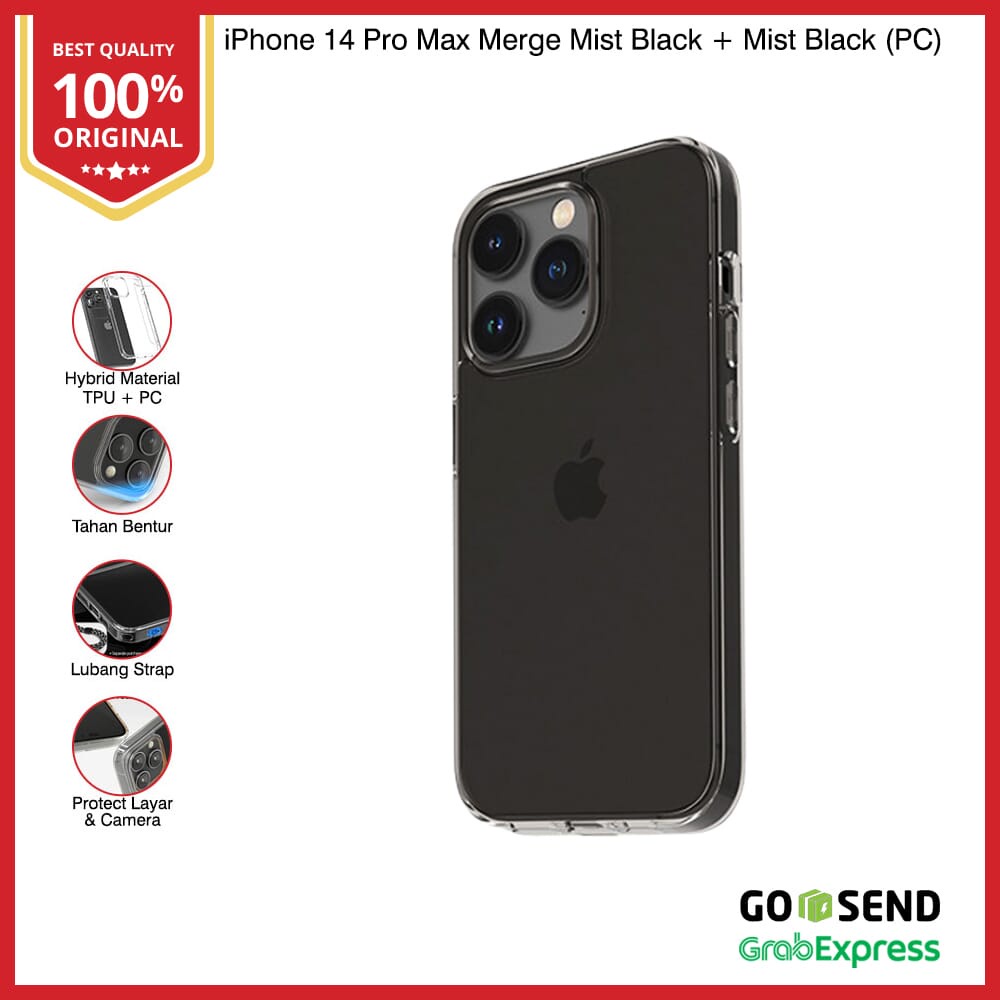 Jual Miter iPhone 14 Pro Max Merge Mist Black + Mist Black(PC) Hybrid ...
