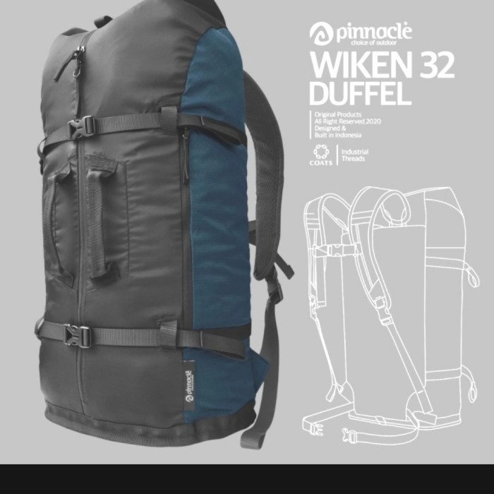Jual Pinnacle Wiken Duffle Bag 32 Backpack Black | Shopee Indonesia