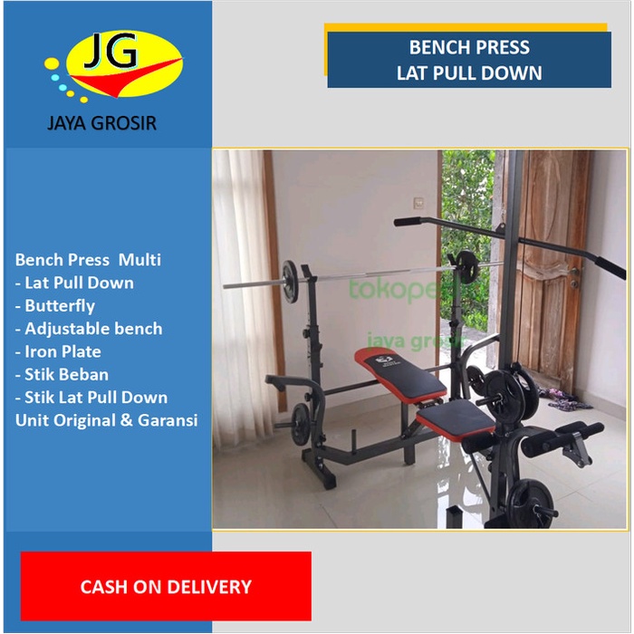 Jual Baru Bench Press Multifungsi Lat Pull Down Beban Besi Dan Stik ...