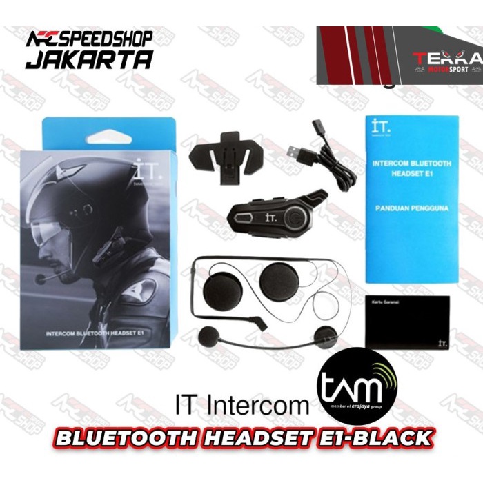 Jual [Ori] Intercom Bluetooth Headset E1 It Intercom Bluetooth - Black ...