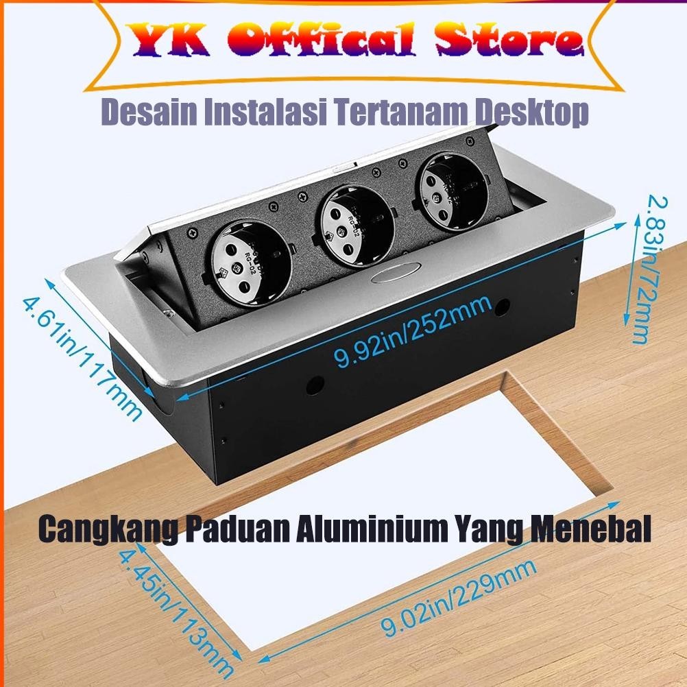 Jual Stop Kontak Tanam Meja Soket pop-up 3lubang Desktop Tertanam ...