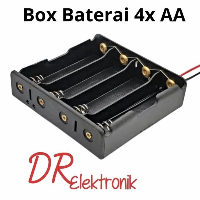 Jual BOX Baterai 4 x AA 2AA Tempat Batre Holder Kabel Hitam Kotak Slot ...