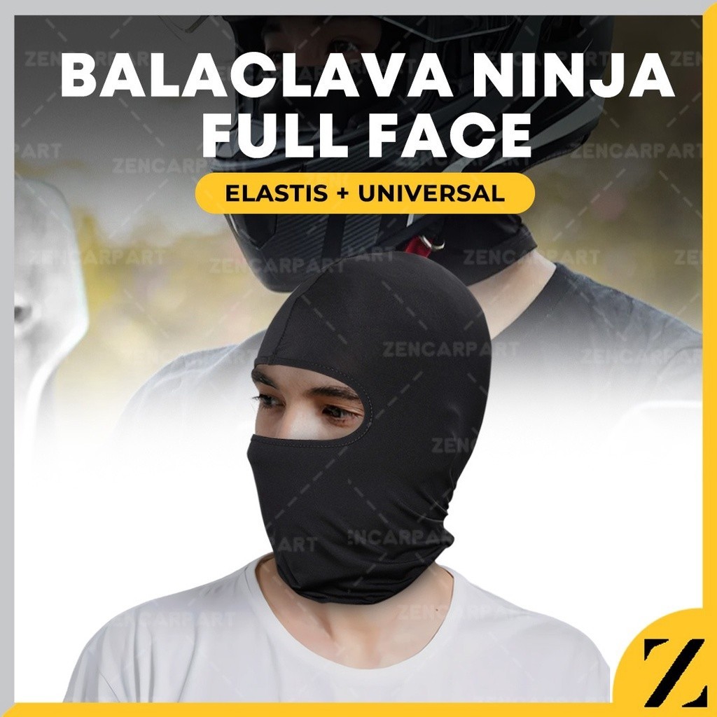 Jual Masker Buff Ninja Full Face Balaclava Spandex Hitam Polos Motor ...