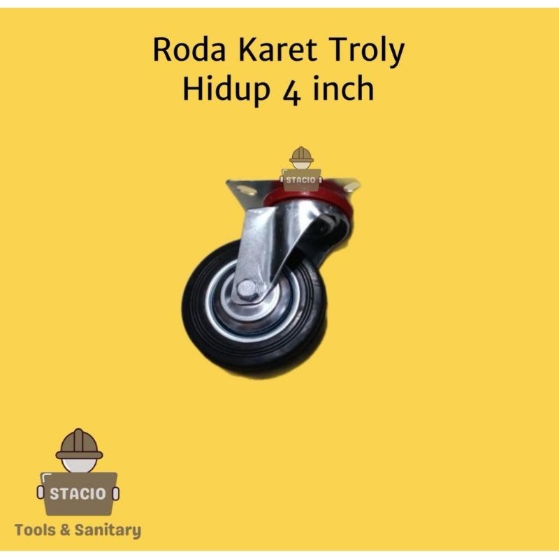 Jual Roda Troli Trolley Karet 4" inch Roda Hidup Ukuran 4 inch | Shopee ...