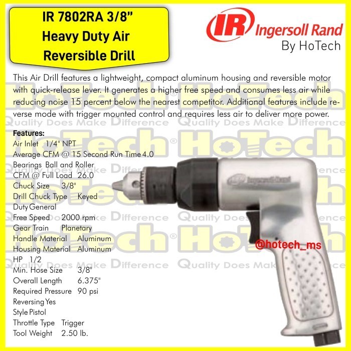 Jual READY Ingersoll Rand 7802RA 3/8-Inch Heavy Duty Air Reversible ...
