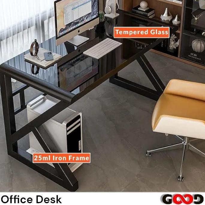 Jual Meja Kerja Kaca/Meja Kantor/Tampered Glass Desk/Meja Komputer ...