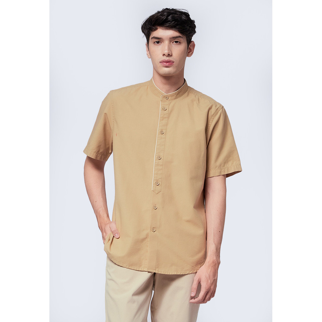 Jual Executive Regular Fit Short Sleeve Koko Shirt Khaki | Shopee Indonesia
