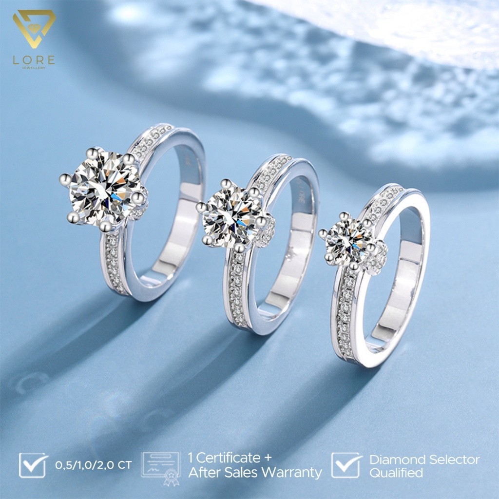 Jual Lore Jewellery - Cincin Permata Moissanite Lapis Emas 18K - Aurel ...