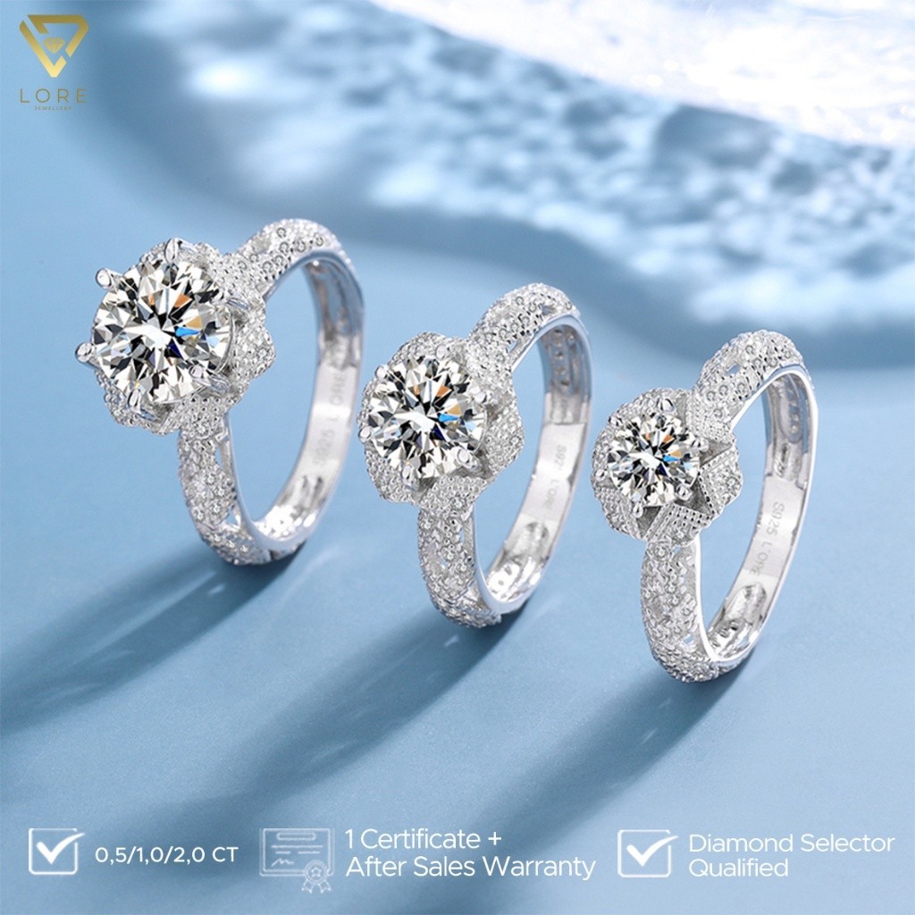 Jual Lore Jewellery - Cincin Permata Moissanite Lapis Emas 18K ...