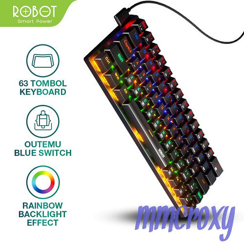 Jual Robot KB20 Keyboard Gaming Wired Mechanical Blue Switches 63 Keys ...