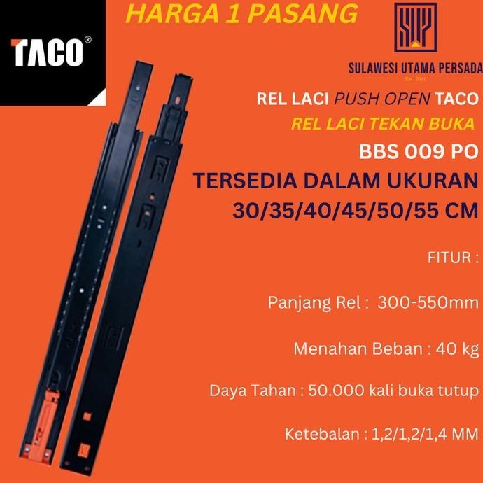 Jual ] Rel Laci Push Open TACO 45mm - 40cm Rel Laci Dobel Full ...