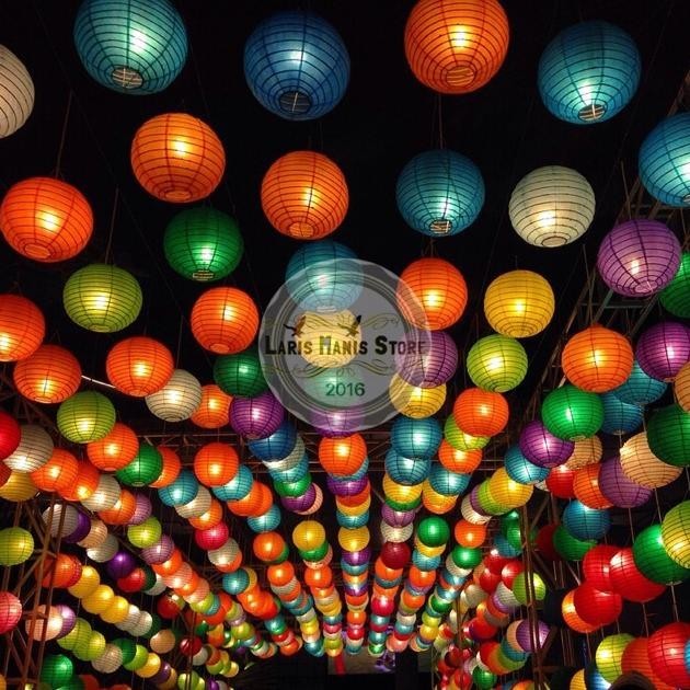 Jual Diskon Besar Lampion Kertas Bulat 25Cm - Lampion Gantung - Lampion ...