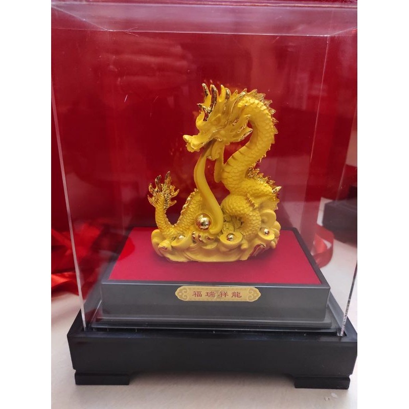 Jual Patung Naga Emas Ornamen Plakat imlek 2024 hadiah cny shio naga ...