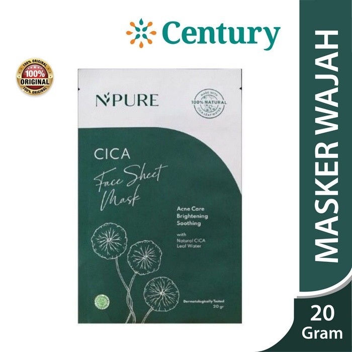 Jual Npure Cica Face Sheet Mask Acne Care Brightening Soothing Base ...