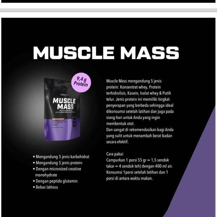 Jual Biotech usa muscle mass 1 kg suplemen fitness weight gainer ...