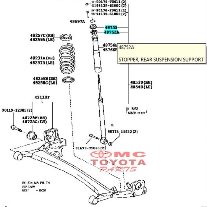 Jual Baru Karet Stopper Shock Absorber Belakang Yaris 48755-0D200 48752 ...