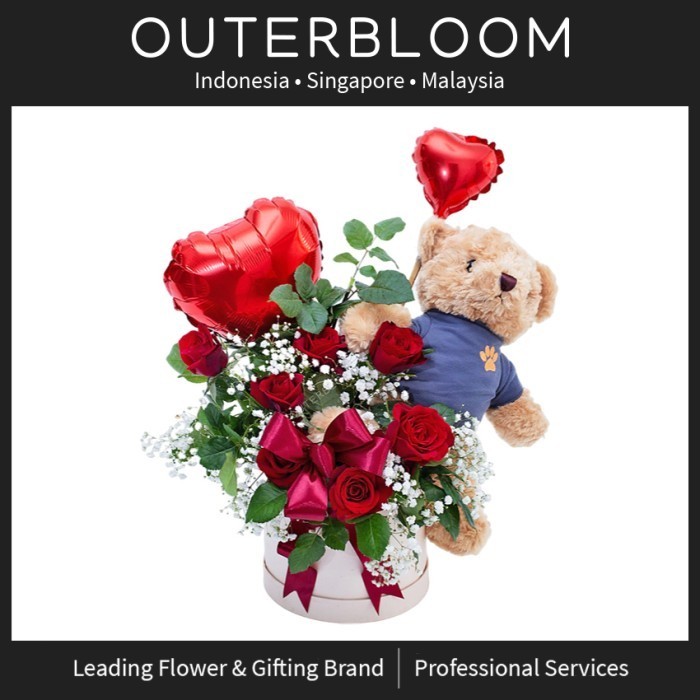 Jual Bunga Valentine - Ruby Teddy Bloom Box | Shopee Indonesia