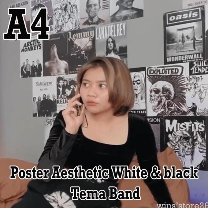 Jual Poster Dinding Aesthetic Collage Kit Black&White Tema Band /ukuran ...