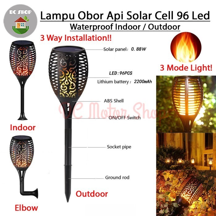 Jual Lampu Obor Api Flame Led Tancap Taman 96Led - Tenaga Surya Solar Panel | Shopee Indonesia