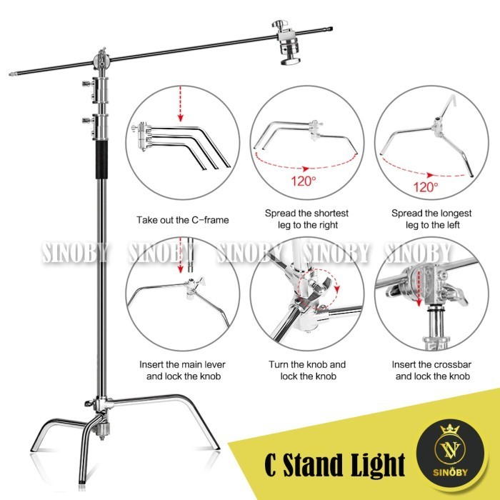 Jual C Stand Light 3 Meter+ Profesional Stainless Steel background,Boom ...