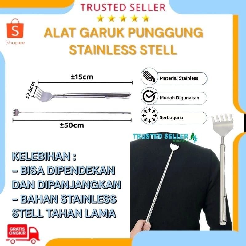 Jual ALAT GARUK PUNGGUNG STAINLESS STEEL PANJANG 50CM DAN DIPERPENDEK ...