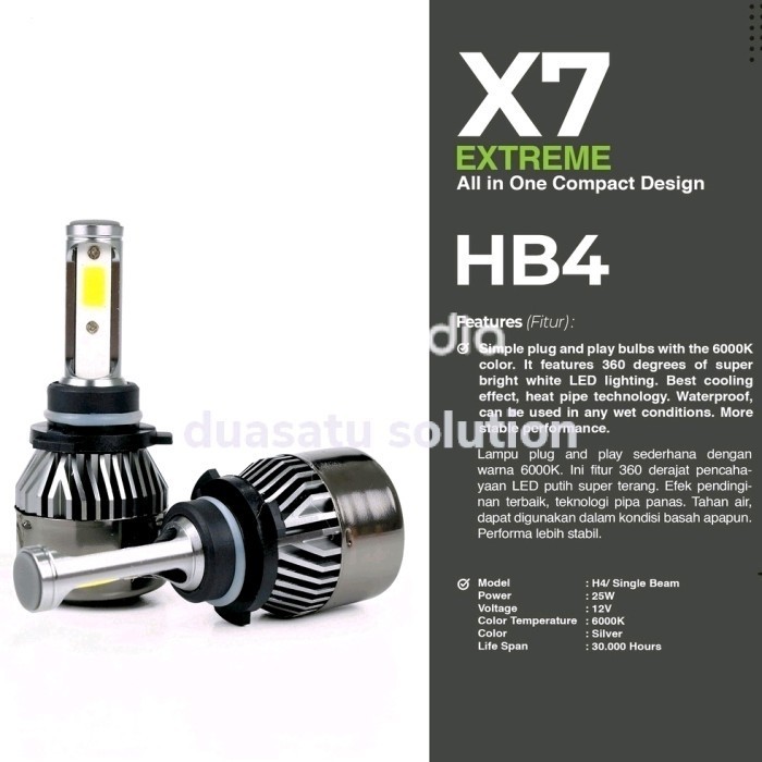 Jual Lampu LED Mobil Luminos ECO9 X7 HB3 HB4 6500k 30W Headlamp Foglamp ...