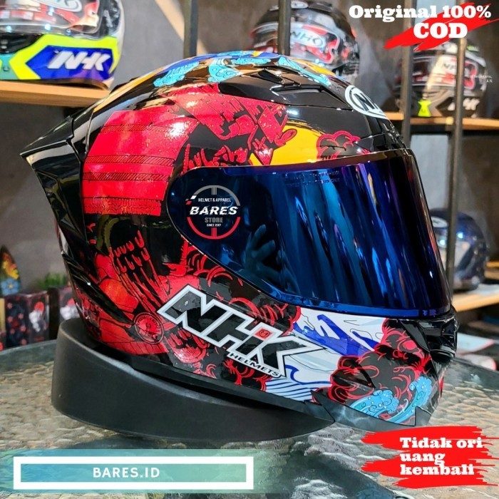 Jual Helm NHK Rx9 Samurai Black Red Visor Blue Spoiler 3D | Shopee ...