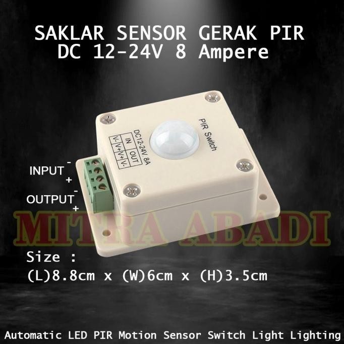 Jual SAKLAR SENSOR GERAK PIR LED ( HUMAN BODY DETECTOR ) 8A DC 12-24V ...