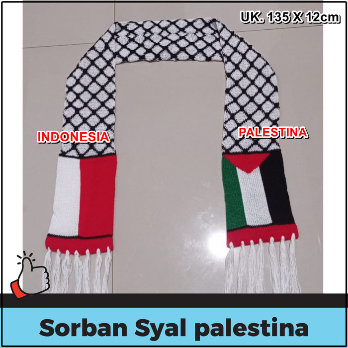 Jual Syal Motif Palestina Indonesia Sorban Scarf Palestine Bahan Rajut ...