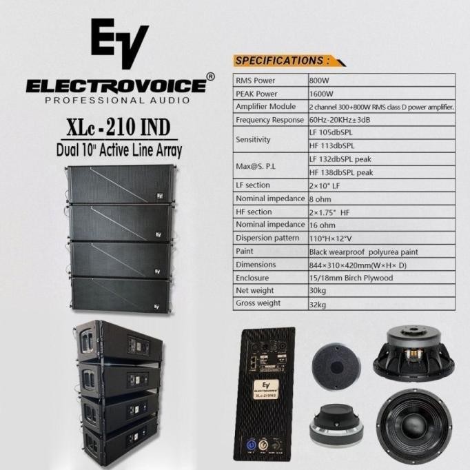 Jual Speaker Line Array Aktif Electrovoice Xlc 210 Ind Original 10 Inch ...