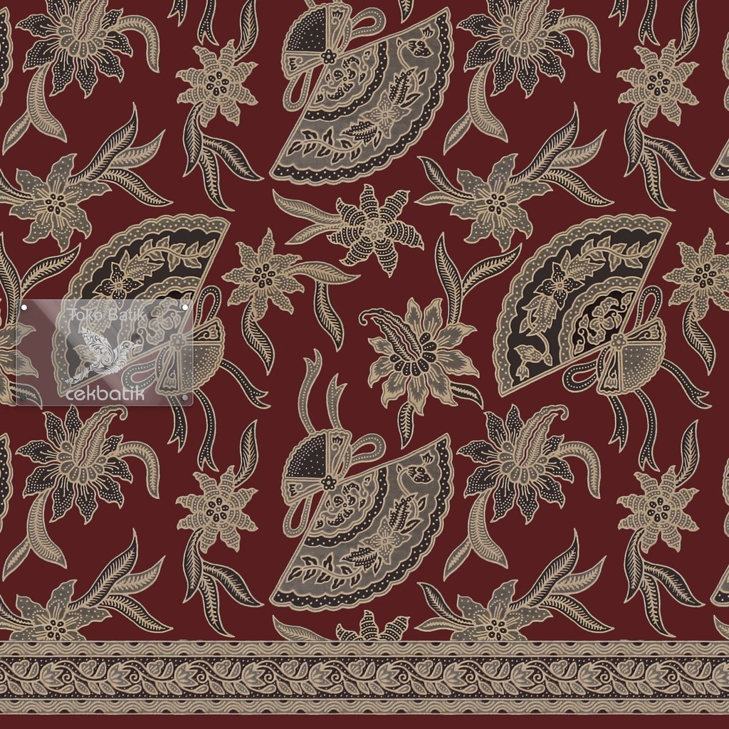 Jual kain batik - Kualitas Ekspor Motif Kipas Bunga Kraton ( Merah ...